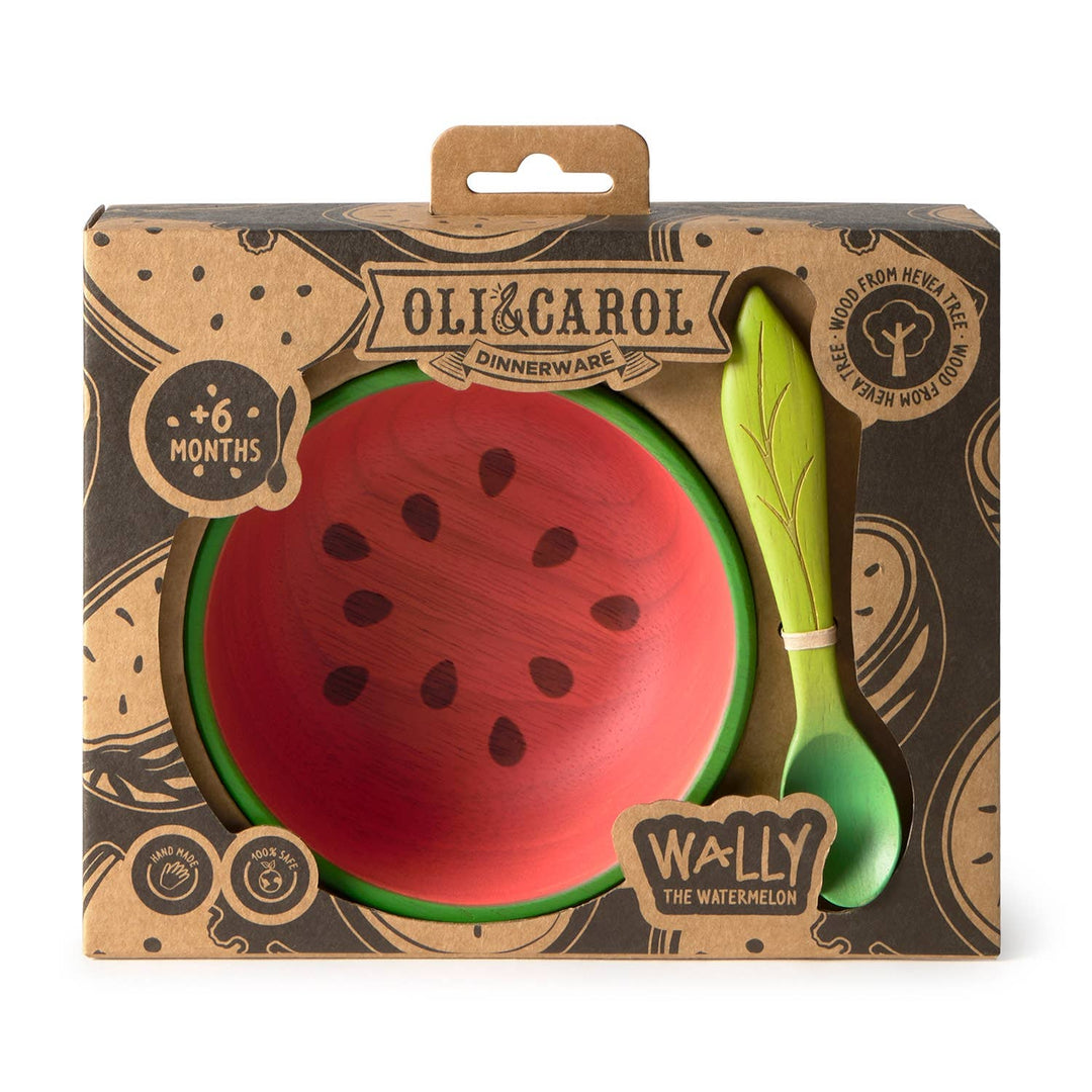 Wally the Watermelon Bowl & Spoon Set | Non-Toxic Wooden Children's ...